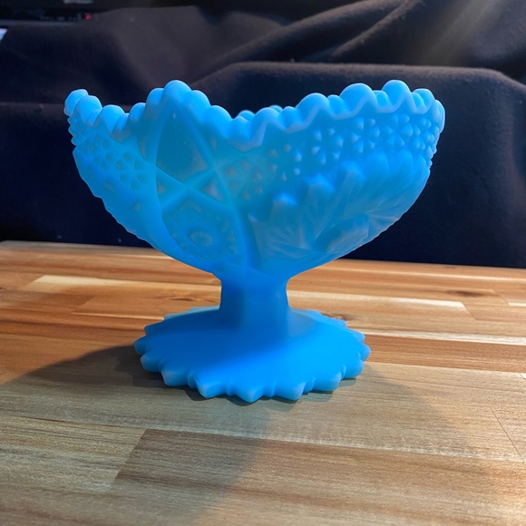 Fenton | Accents | Vintage Fenton Blue Satin Glass Compote Candy Dish ...